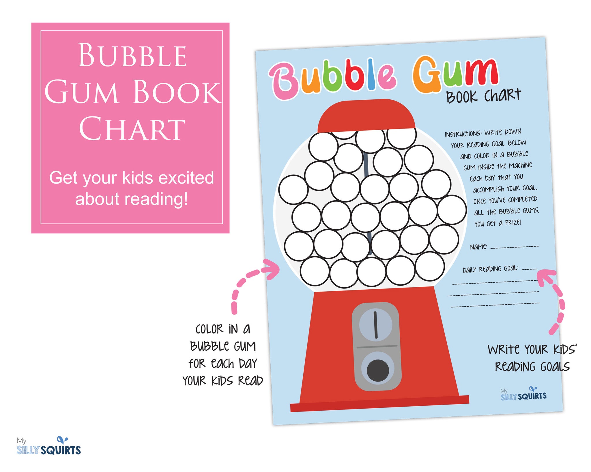 Bubble Gum Kids Reading Chart – mysillysquirts
