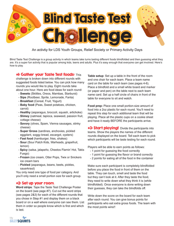 Blindfolded Taste Test Challenge Game: LDS Youth Activity – mysillysquirts